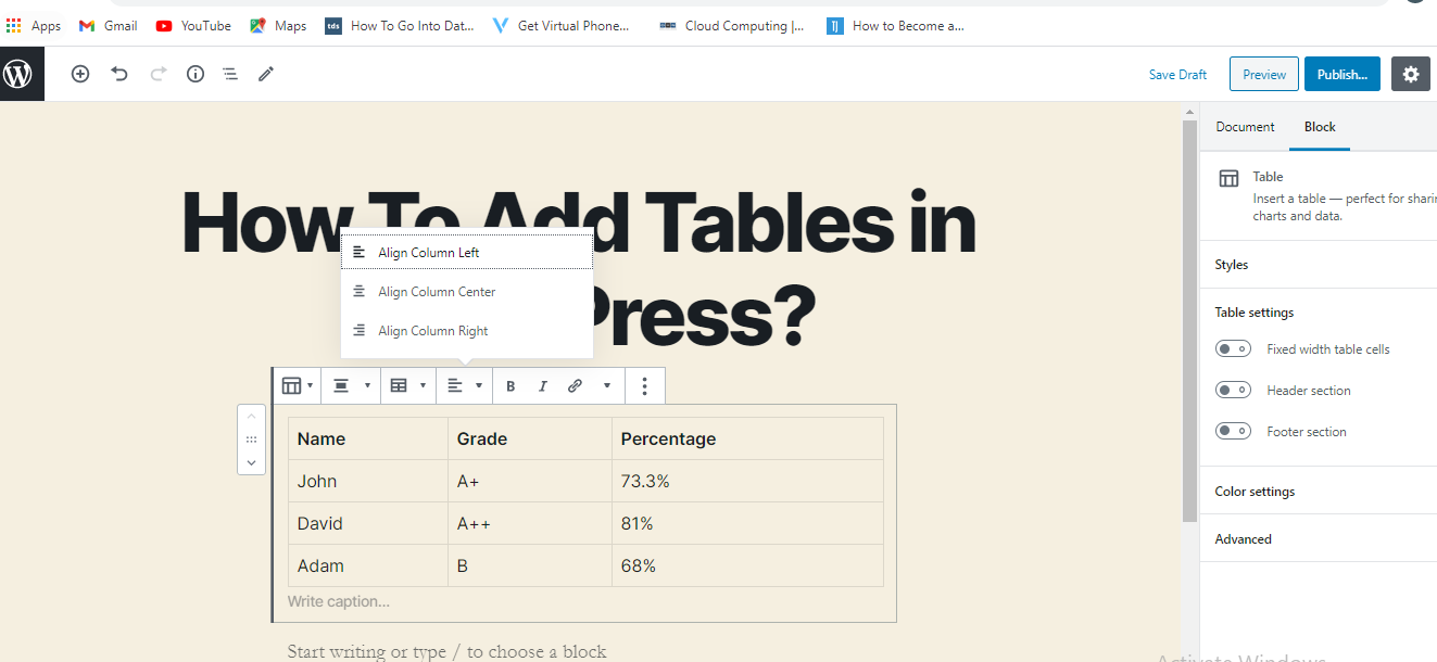How To Add Tables In Wordpress Using Html Visual Editor And Plugins 2772
